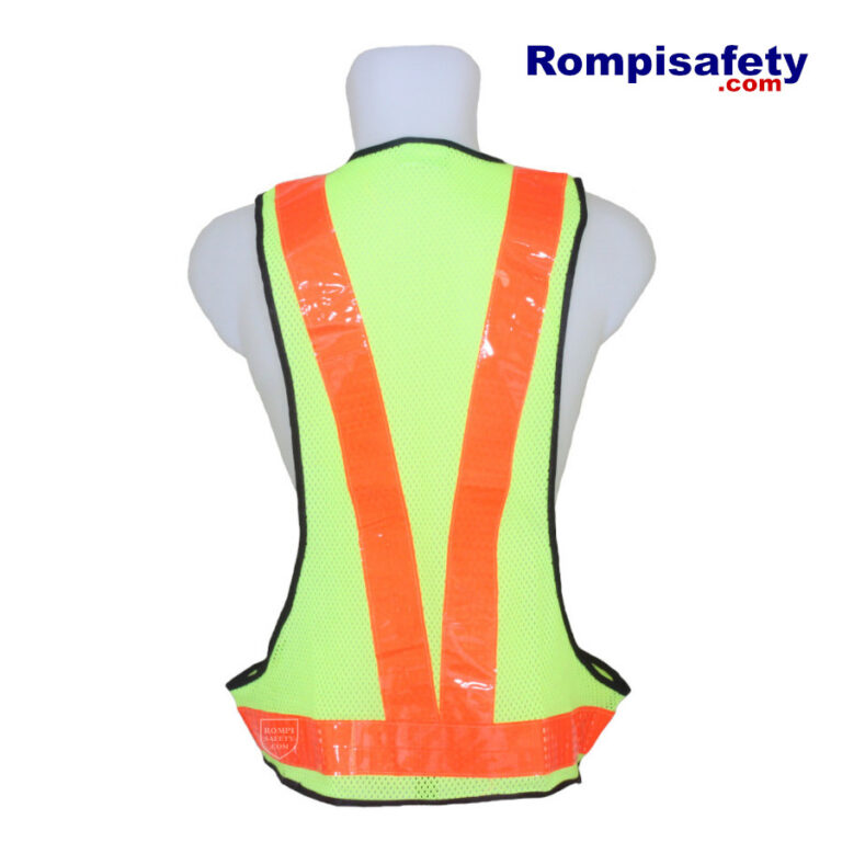 Rompi Safety Jaring, V, Hijau Kekuningan, Pita Reflektif Oranye – Rompi ...