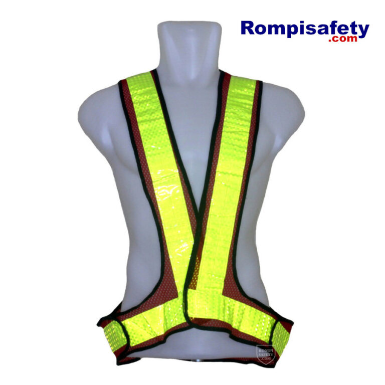 Rompi Safety Jaring, V, Merah, Pita Reflektif Hijau Kekuningan – Rompi ...